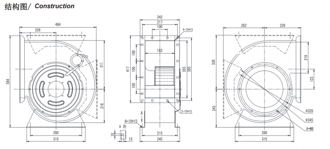 Scroll Housing Fan Centrifugal Blower Fan With Three Phase 6 Pole ...